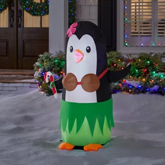 Home Holiday Accents | Holiday | 35 Ft Tropical Hula Penguin Airblown ...
